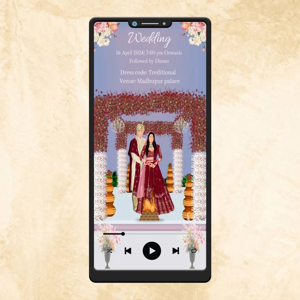 KL16 Royal Fort Theme Premium Hindu Video Wedding Invitation – Kalash Cards