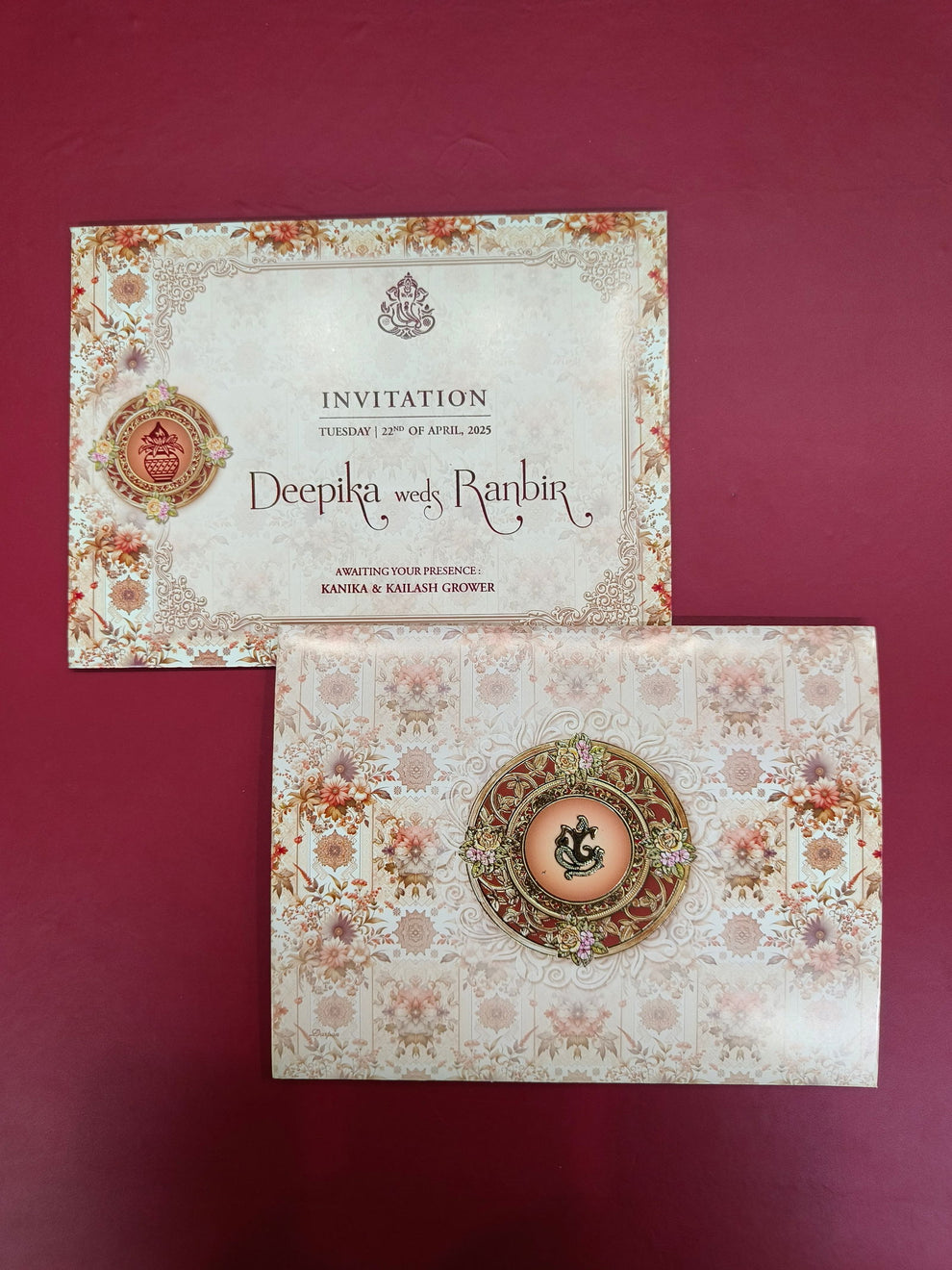 KLB509 Floral Design Paper Wedding Card – Kalash Cards