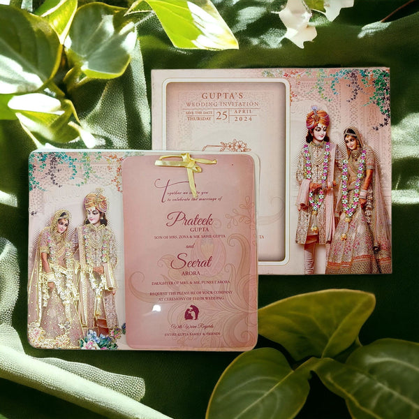 KLB585 Dulha Dulhan Paper Wedding Card with 2 Inserts and Transparent ...